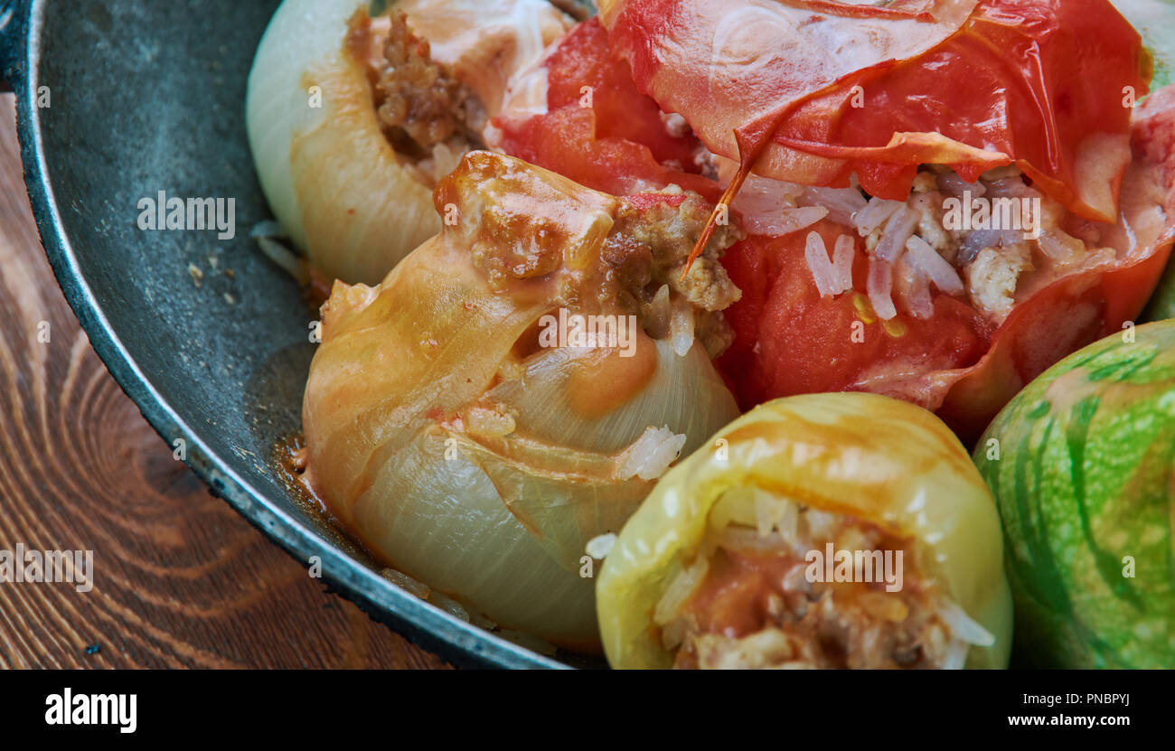 Iraqi Dolma , consisting of various stuffed vegetables. Middle Eastern ...