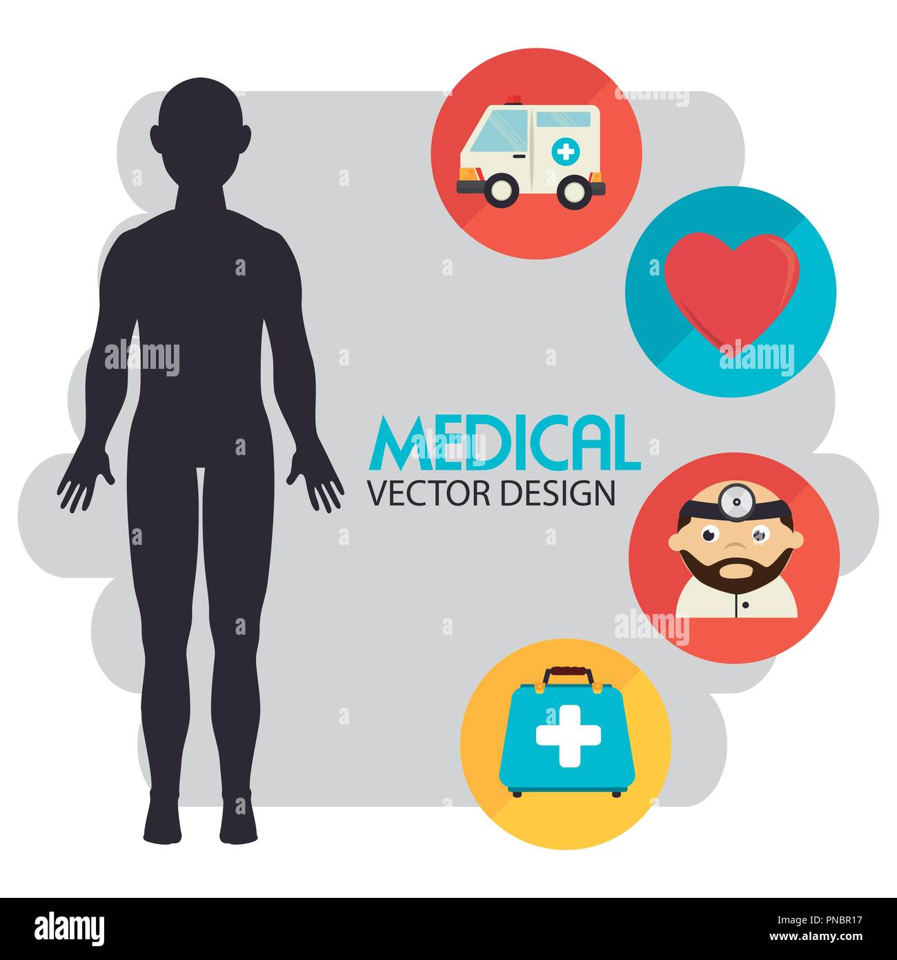 human silhouette with medical healthcare icons Stock Vector Image & Art ...