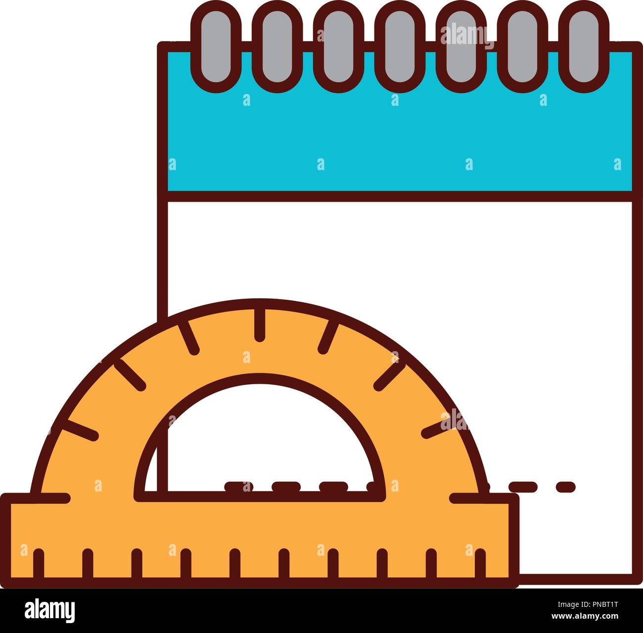 graphic design notepad and protractor measure tool Stock Vector Image ...