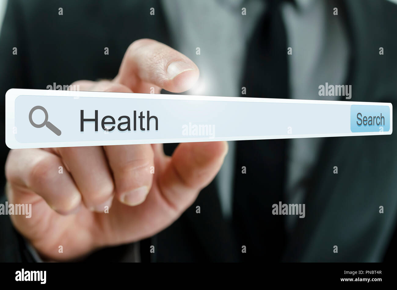 Word Health written in search bar on virtual screen Stock Photo - Alamy