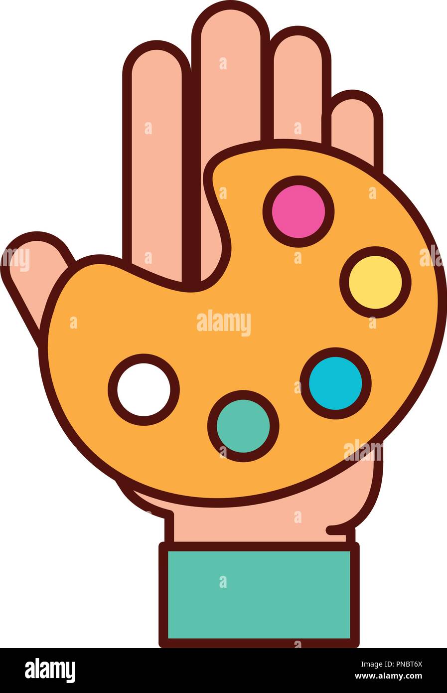 graphic designer hand with palette color Stock Vector Image & Art - Alamy