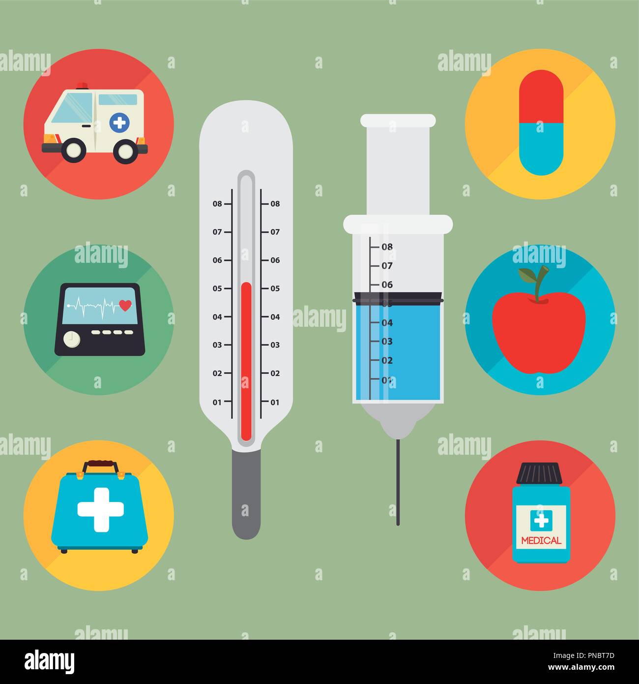 injection with medical healthcare icons Stock Vector Image & Art - Alamy
