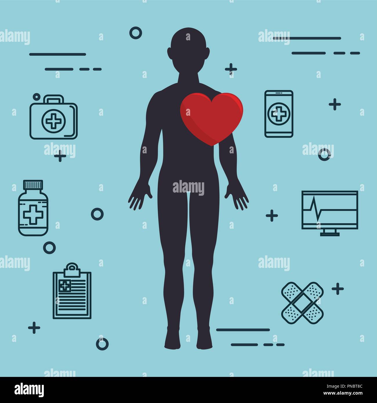 human silhouette with medical healthcare icons Stock Vector Image & Art ...