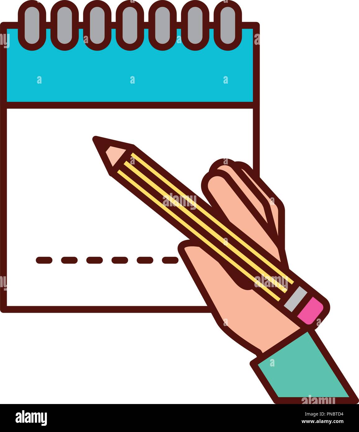 hand holding pencil writing on notepad Stock Vector Image & Art - Alamy