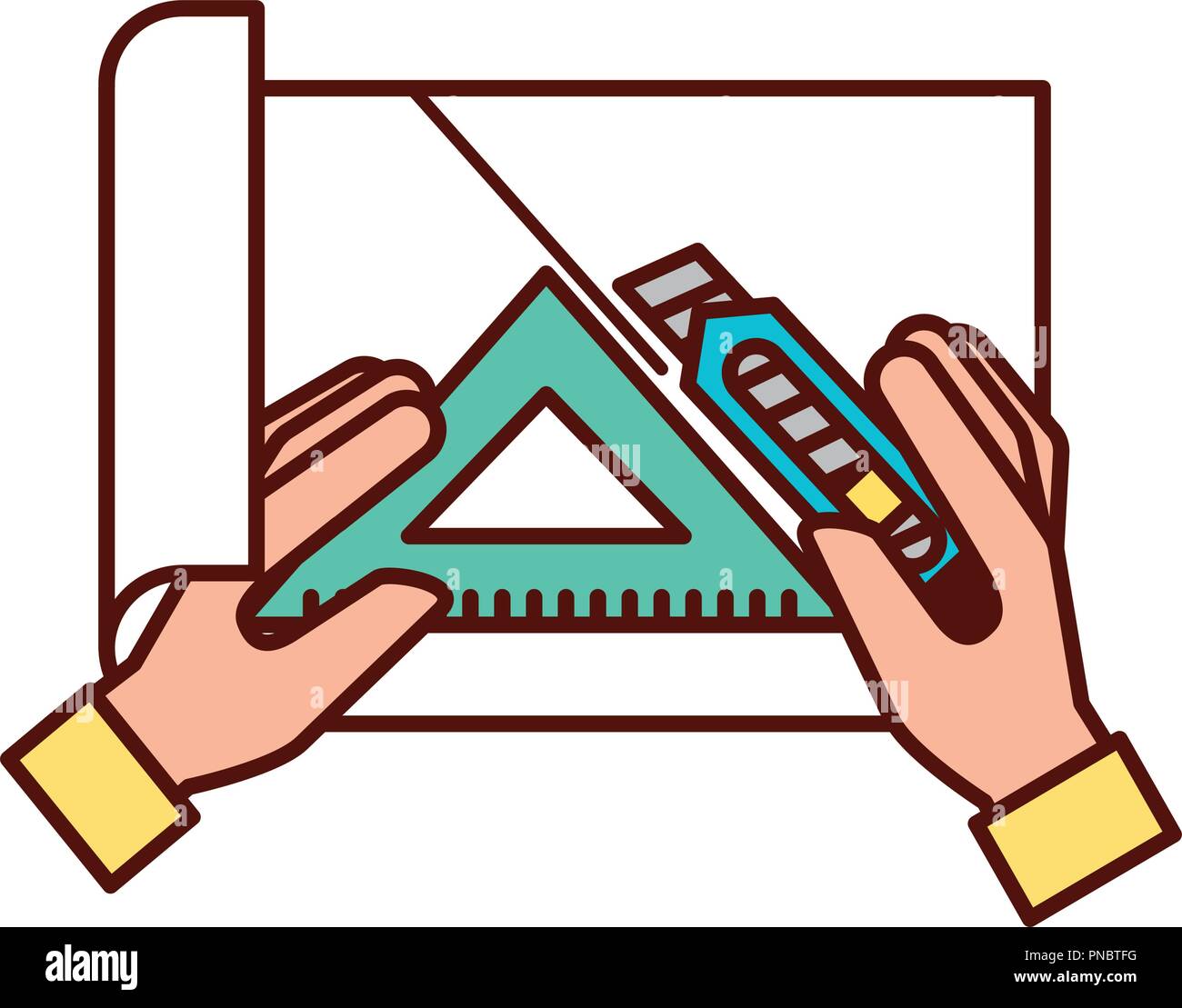 Hand ruler paper triangle hi-res stock photography and images - Alamy