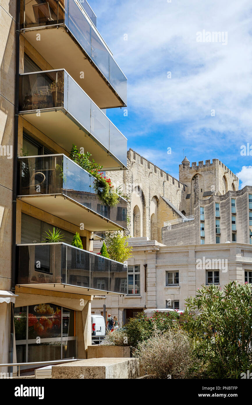 Modern architecture of the city of Avignon on the background of the ...