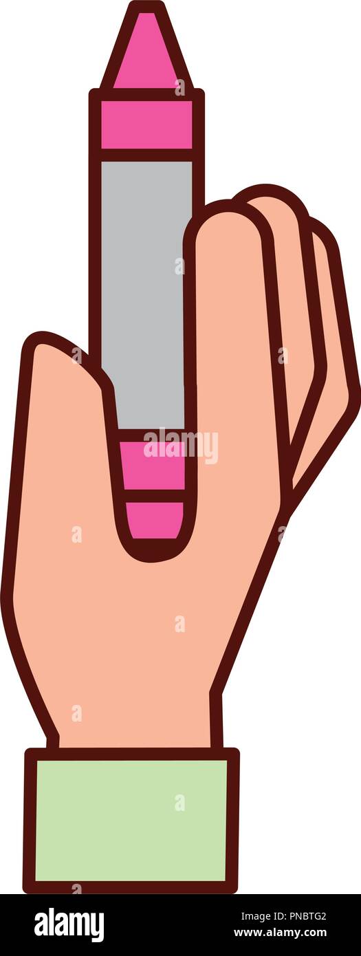 hand holding crayon pen color Stock Vector Image & Art - Alamy