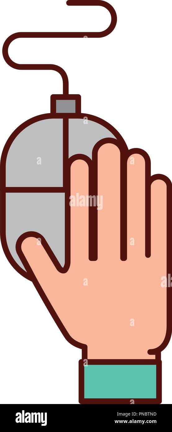 hand holding mouse device equipment Stock Vector Image & Art - Alamy