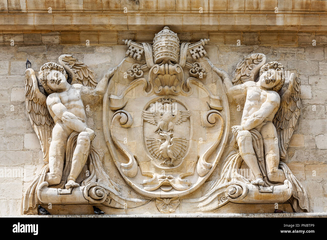 Outdoor decoration of medieval Papal Palace in Avignon city Stock Photo ...