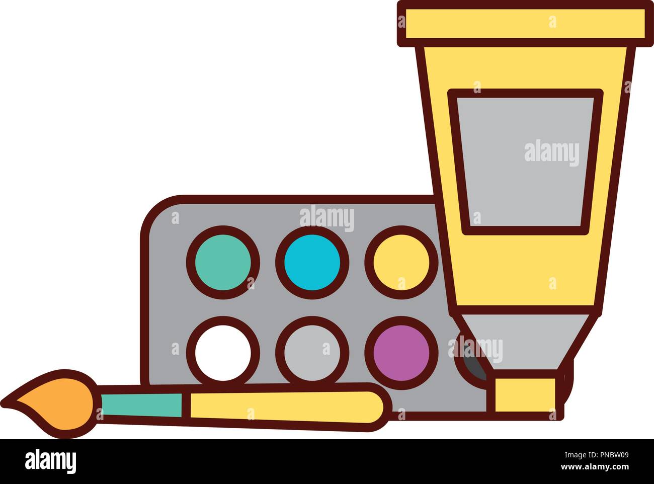 artistic design color tube palette and brush Stock Vector Image & Art ...