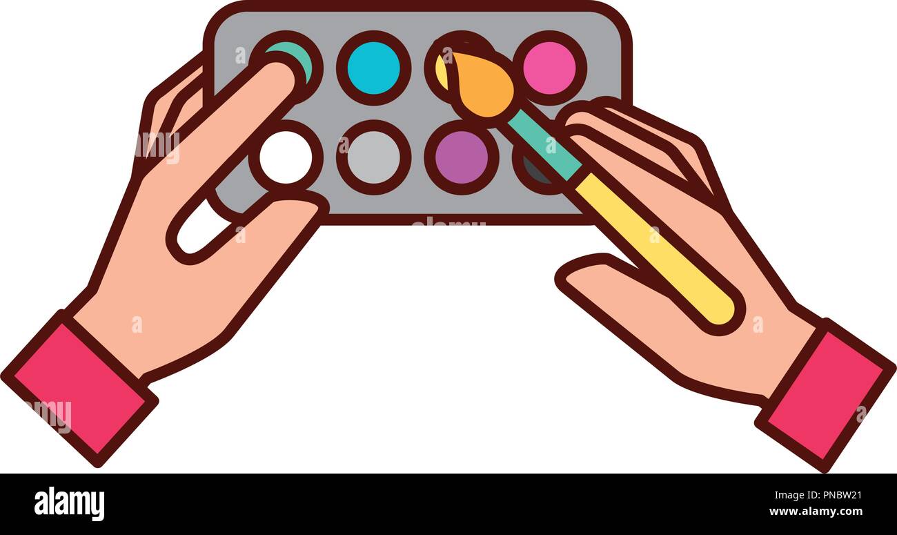 hands holding brush artistic color palette Stock Vector Image & Art - Alamy