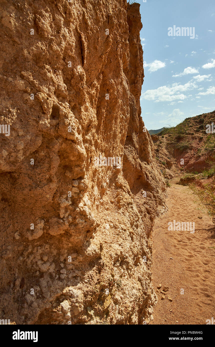 Fairy Tale Canyon, rock formations on the Issyk-Kul lake. Kyrgyzstan ...