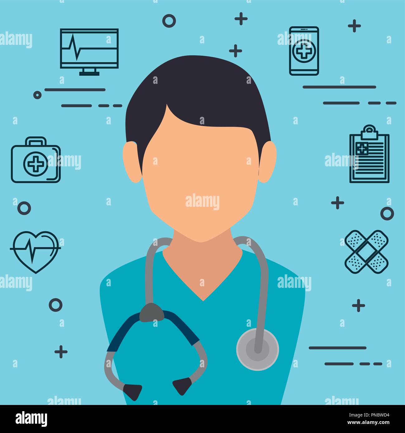 Male doctor heart pulse Stock Vector Images - Alamy