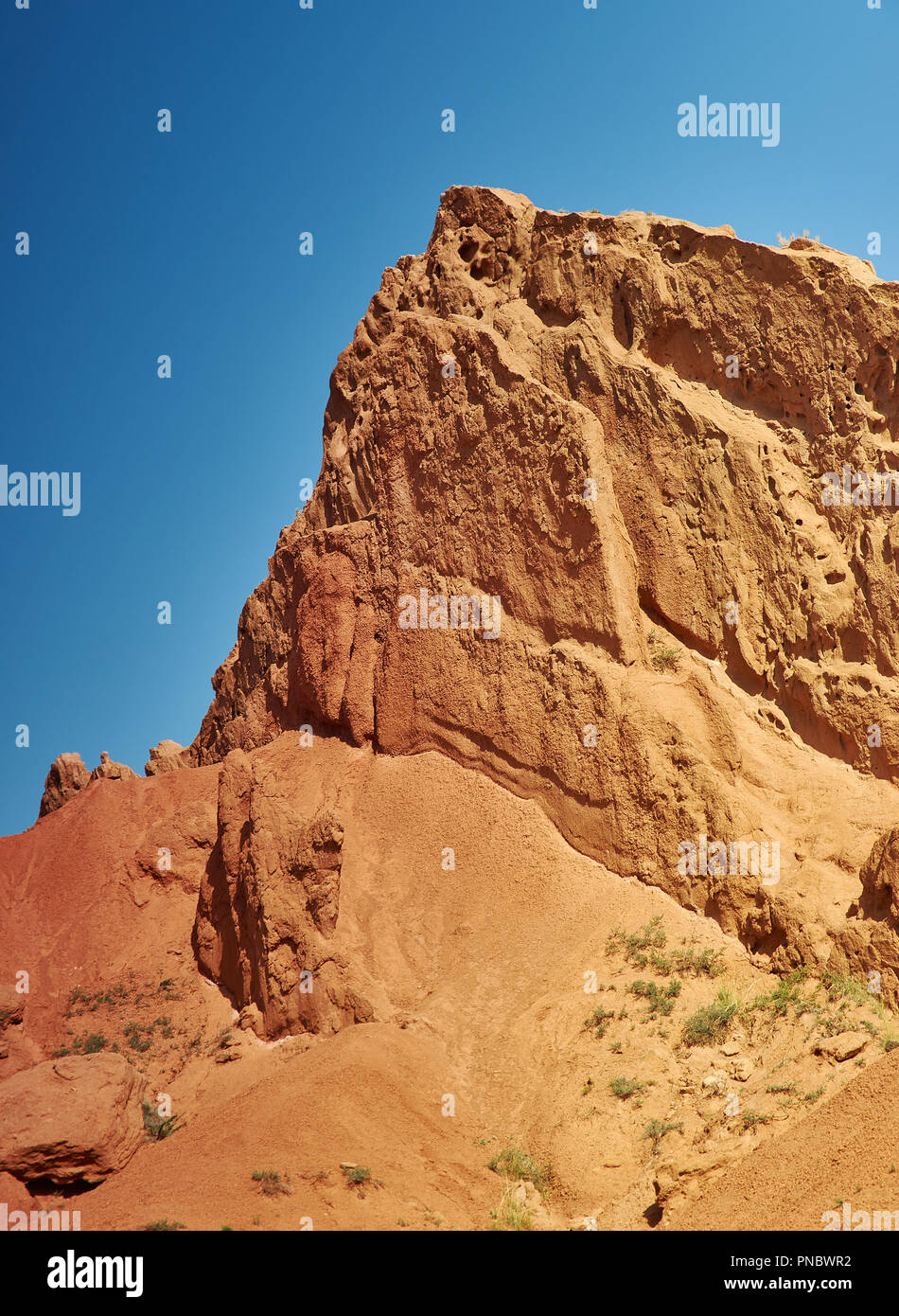 Fairy Tale Canyon, rock formations on the Issyk-Kul lake. Kyrgyzstan ...