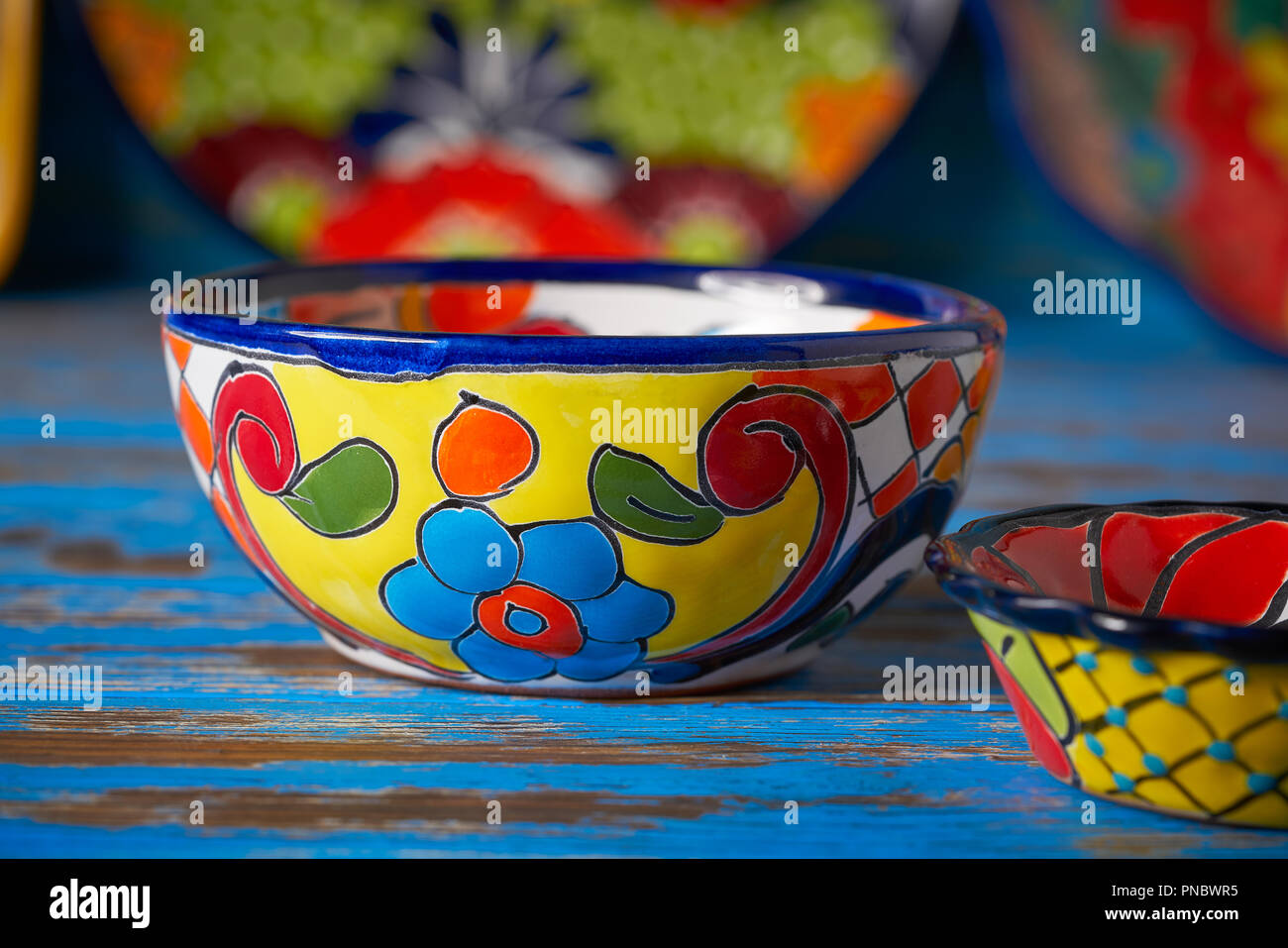 Mexican pottery Talavera style of Puebla in Mexico Stock Photo - Alamy