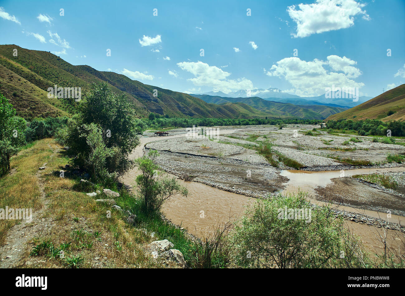 Naryn river valley, Naryn Region, Tian Shan mountains in Kyrgyzstan ...