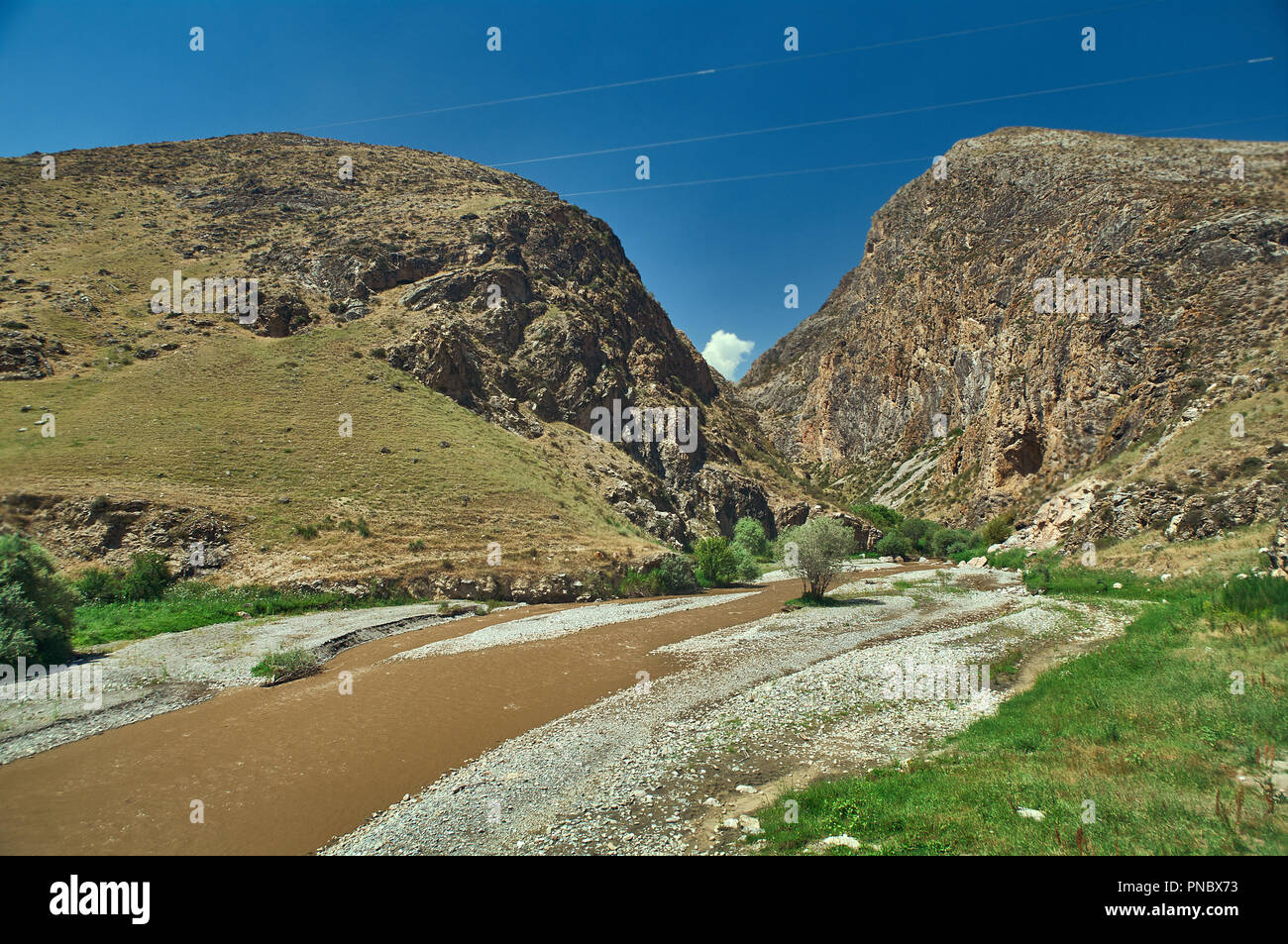 Naryn river valley, Naryn Region, Tian Shan mountains in Kyrgyzstan ...