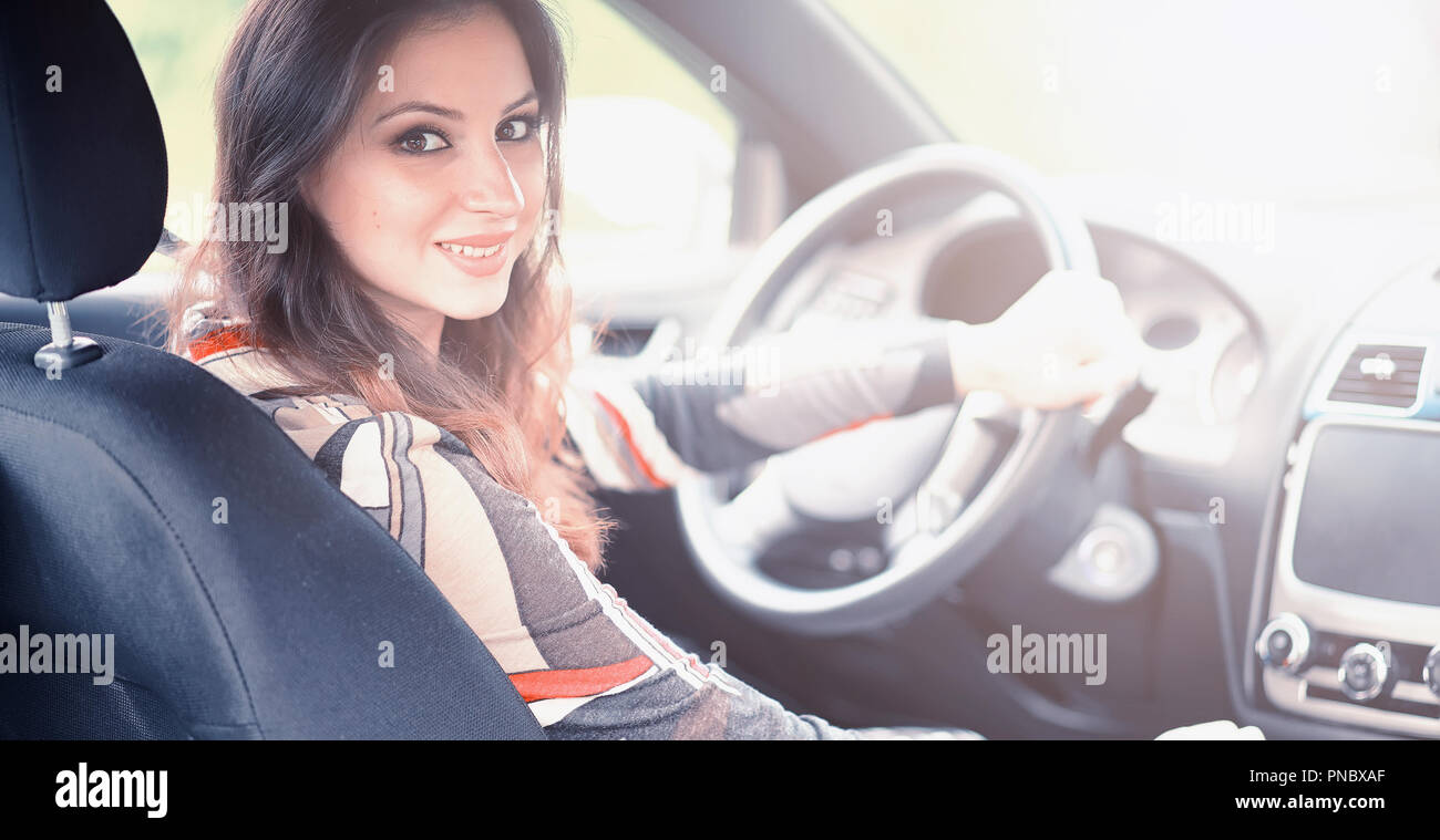 Girl driving a car bad emotions Stock Photo - Alamy