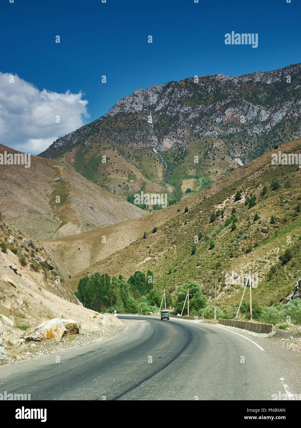 Rver valleys Gulcha , Pamir Highway, Kyrgyzstan, Central Asia Stock ...