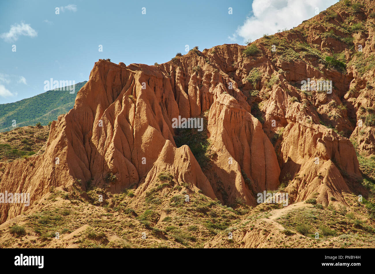 Fairy Tale Canyon, rock formations on the Issyk-Kul lake. Kyrgyzstan ...
