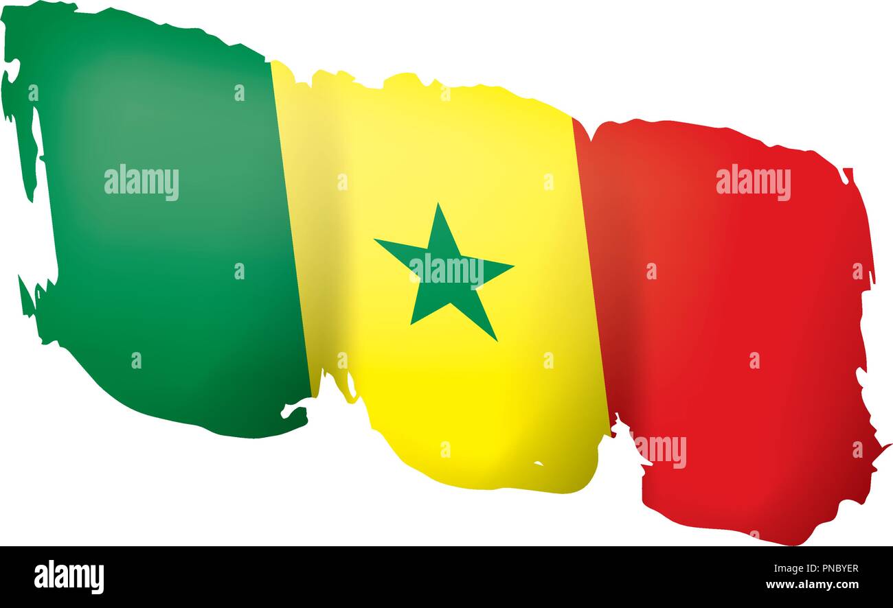 Senegal flag, vector illustration on a white background Stock Vector ...