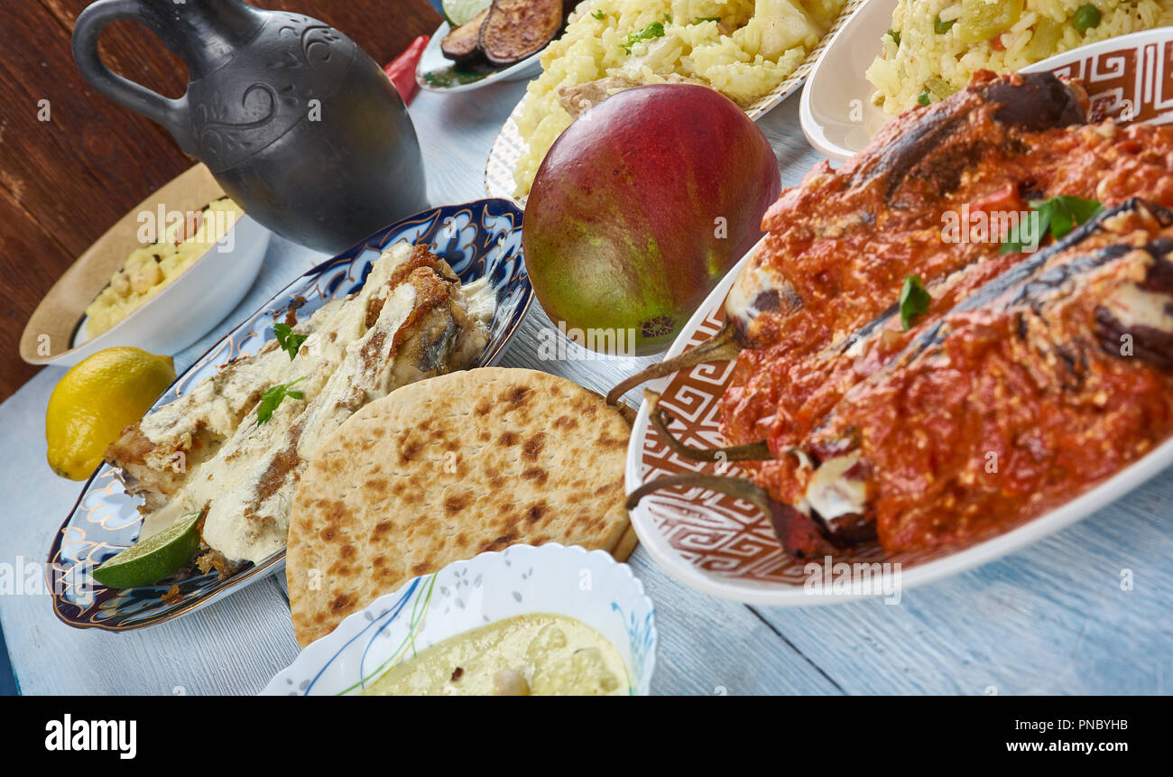 Bengali cuisineб Asia Traditional assorted dishes, Top view Stock Photo ...