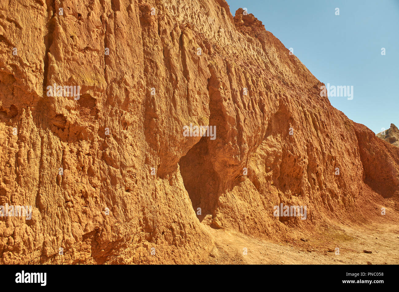 Fairy Tale Canyon, rock formations on the Issyk-Kul lake. Kyrgyzstan ...