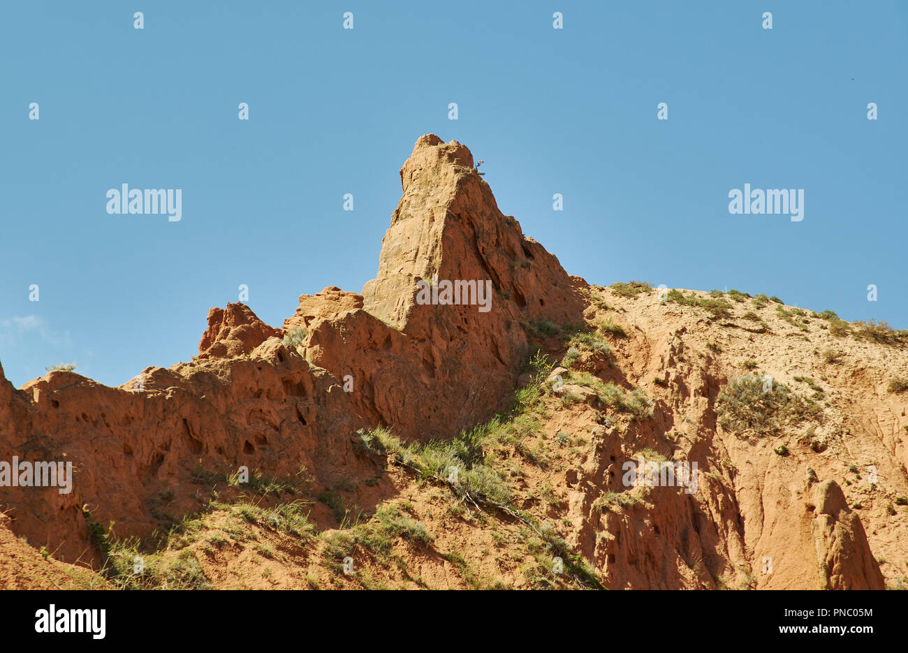 Fairy Tale Canyon, rock formations on the Issyk-Kul lake. Kyrgyzstan ...