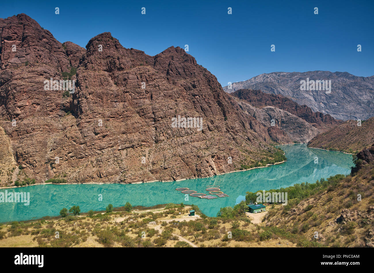 Naryn River rises in the Tien Shan mountains in Kyrgyzstan, Central ...