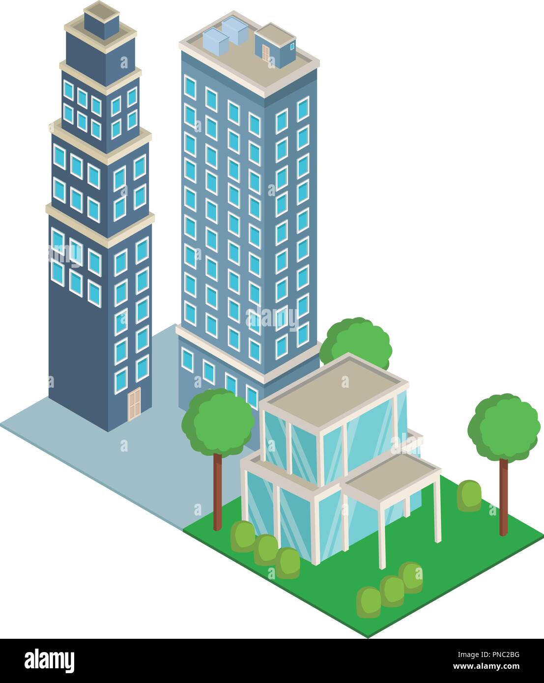 Downtown and house building isometric Stock Vector Image & Art - Alamy