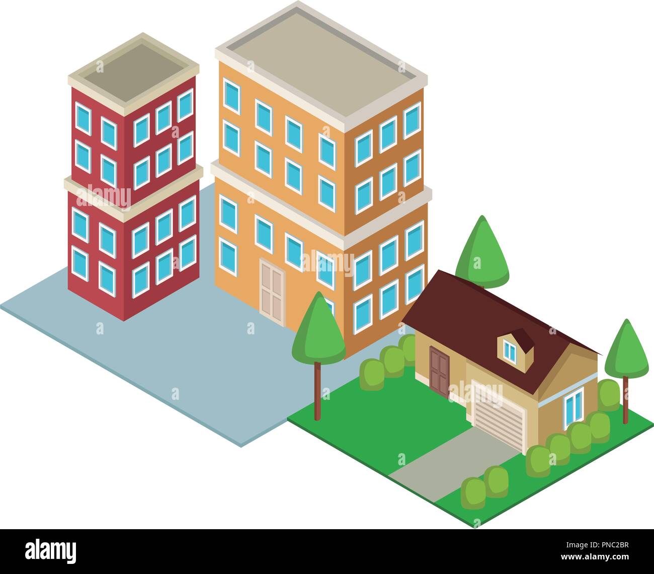 House and residence buildings isometric Stock Vector Image & Art - Alamy