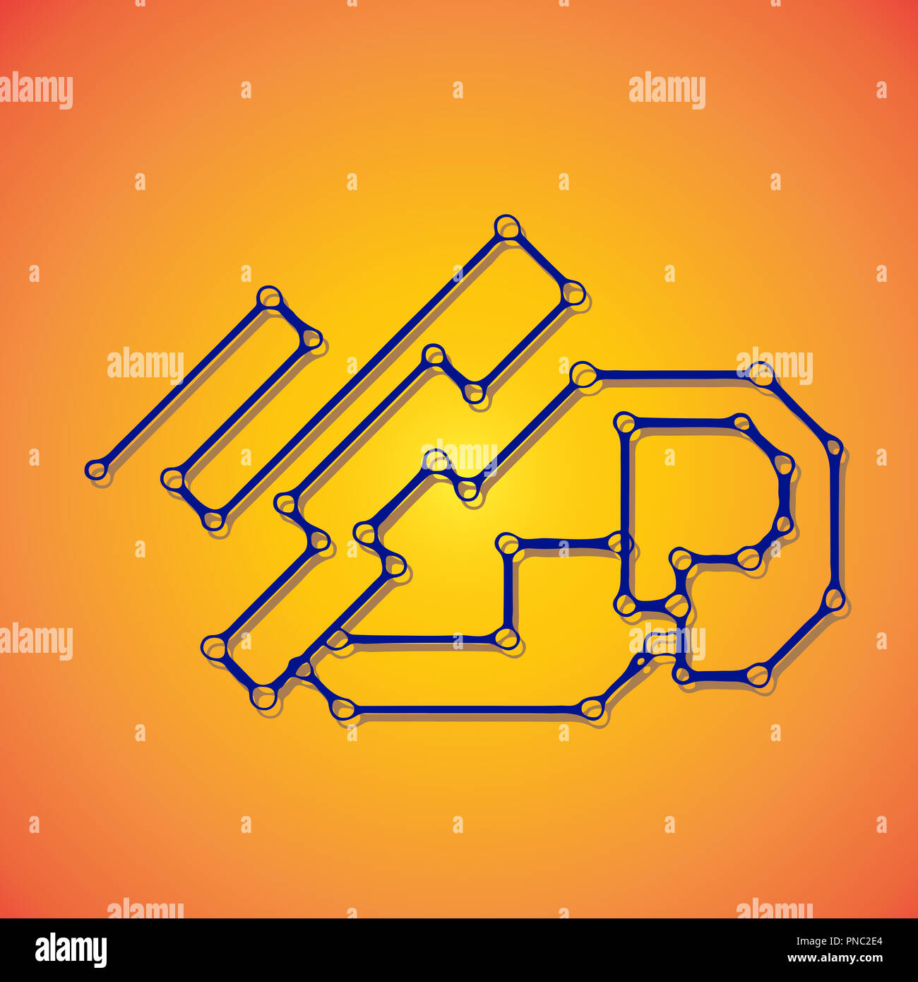 Mechanical schemes, engineering drawing with geometric parts mechanism ...