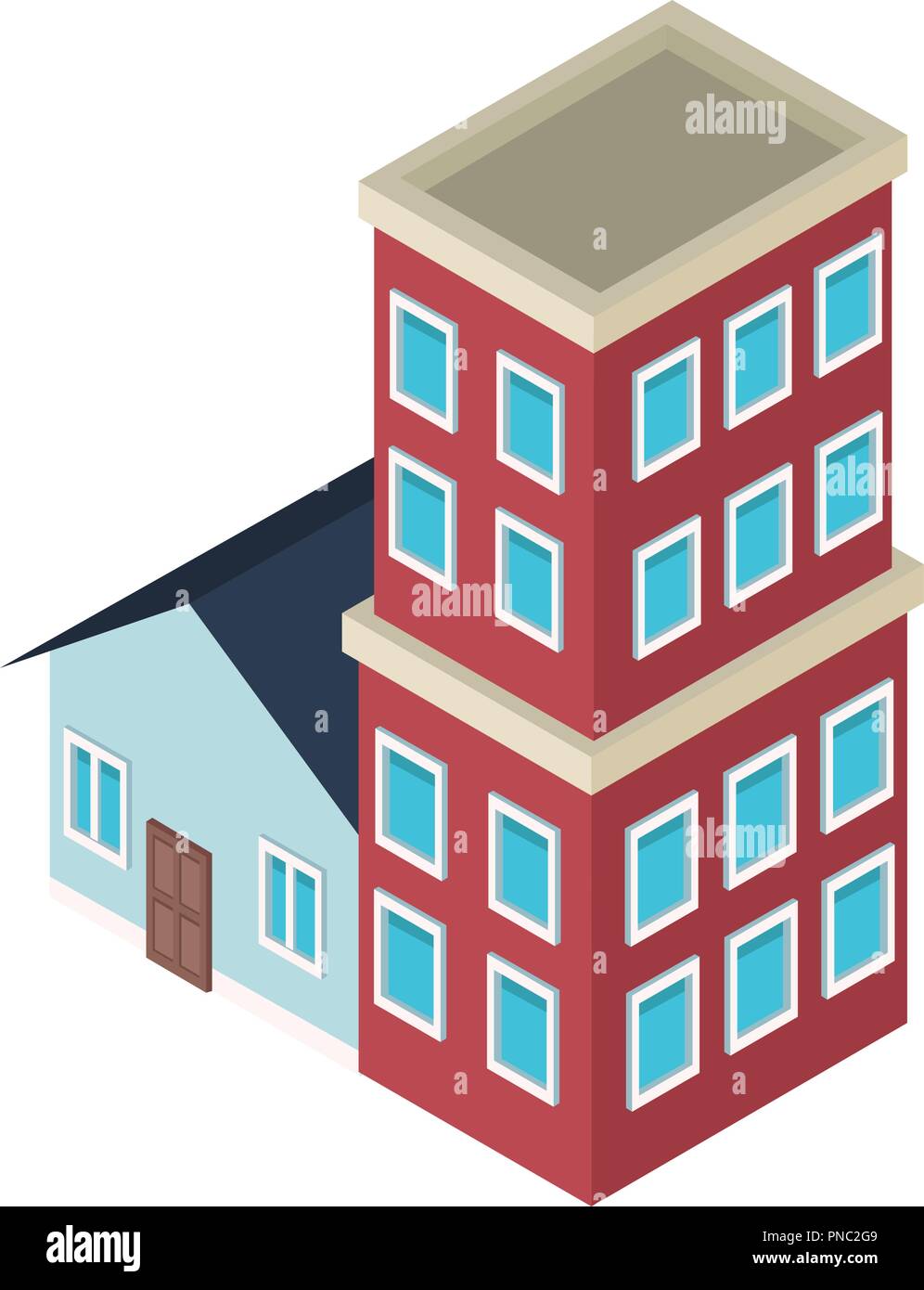 House and residence buildings isometric Stock Vector Image & Art - Alamy