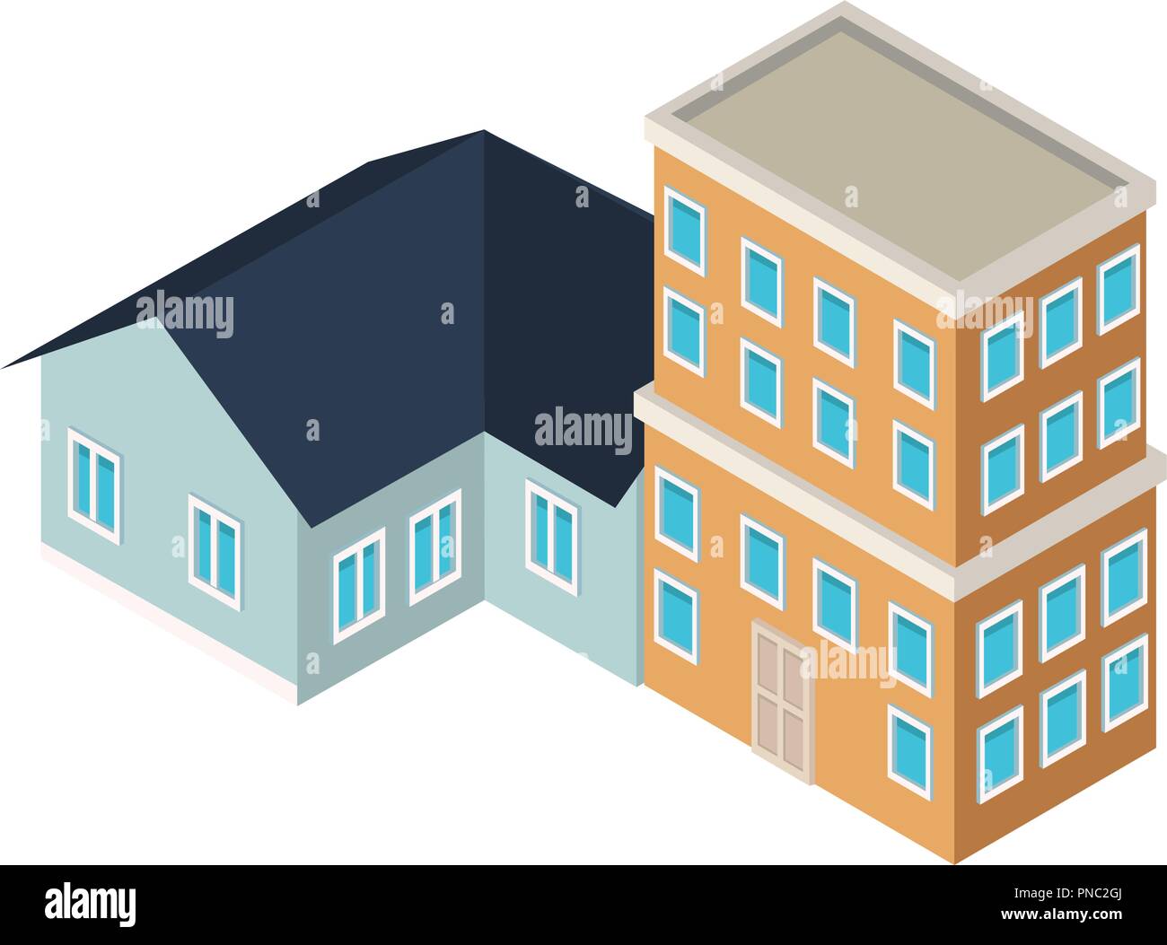 House and residence buildings isometric Stock Vector Image & Art - Alamy