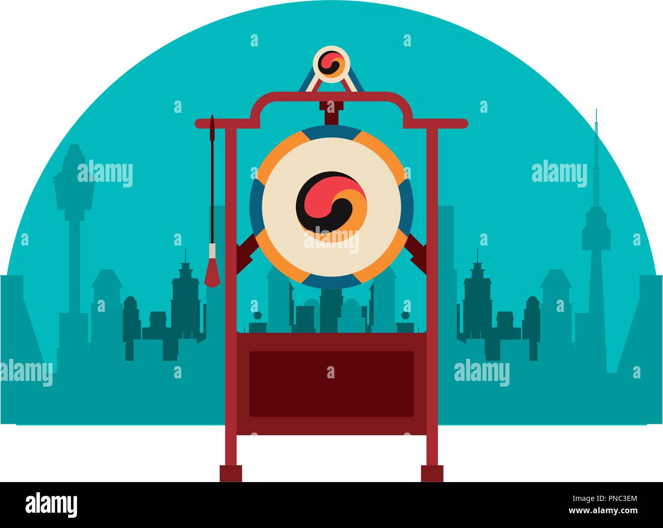 Asian gong instrument Stock Vector Image & Art - Alamy
