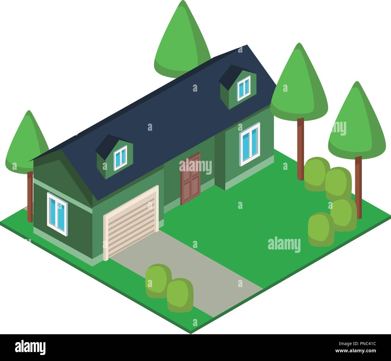 House with garden isometric Stock Vector Image & Art - Alamy