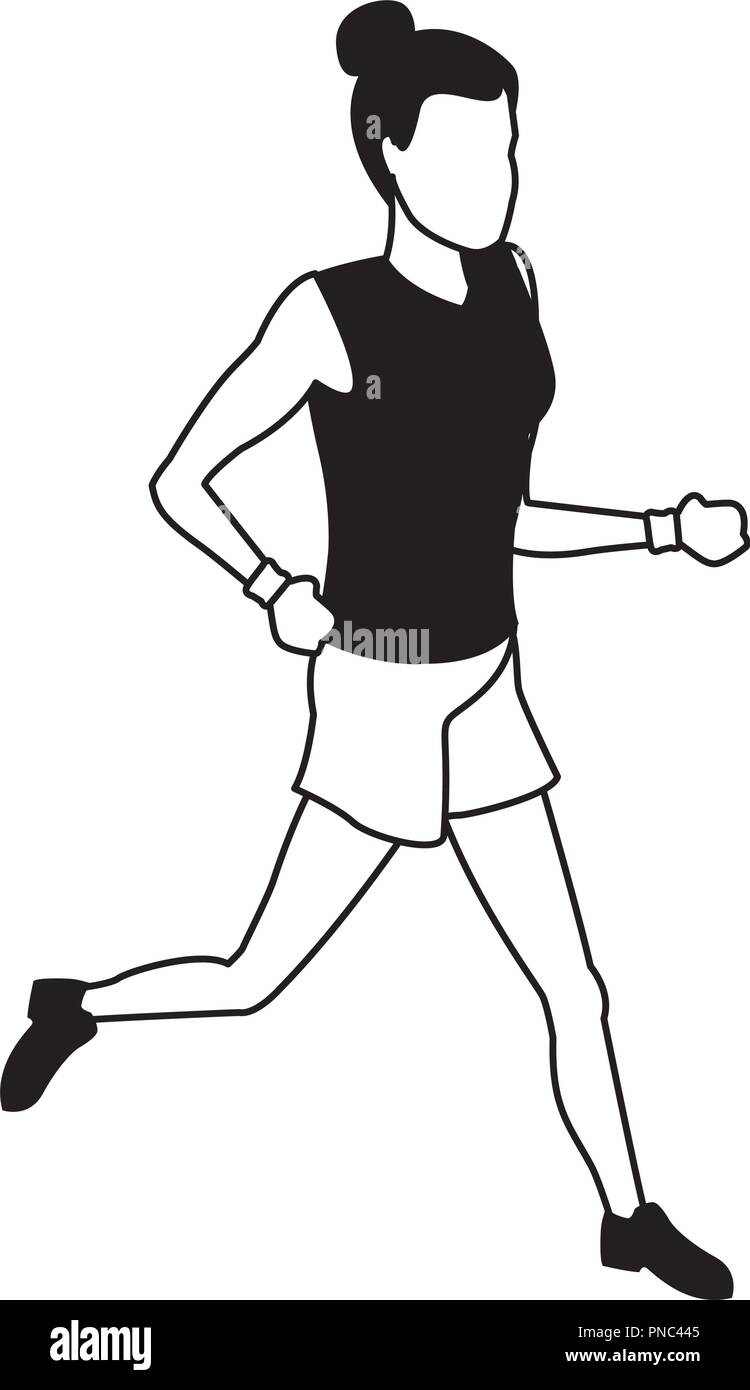 Fitness woman running isometric in black and white Stock Vector Image ...