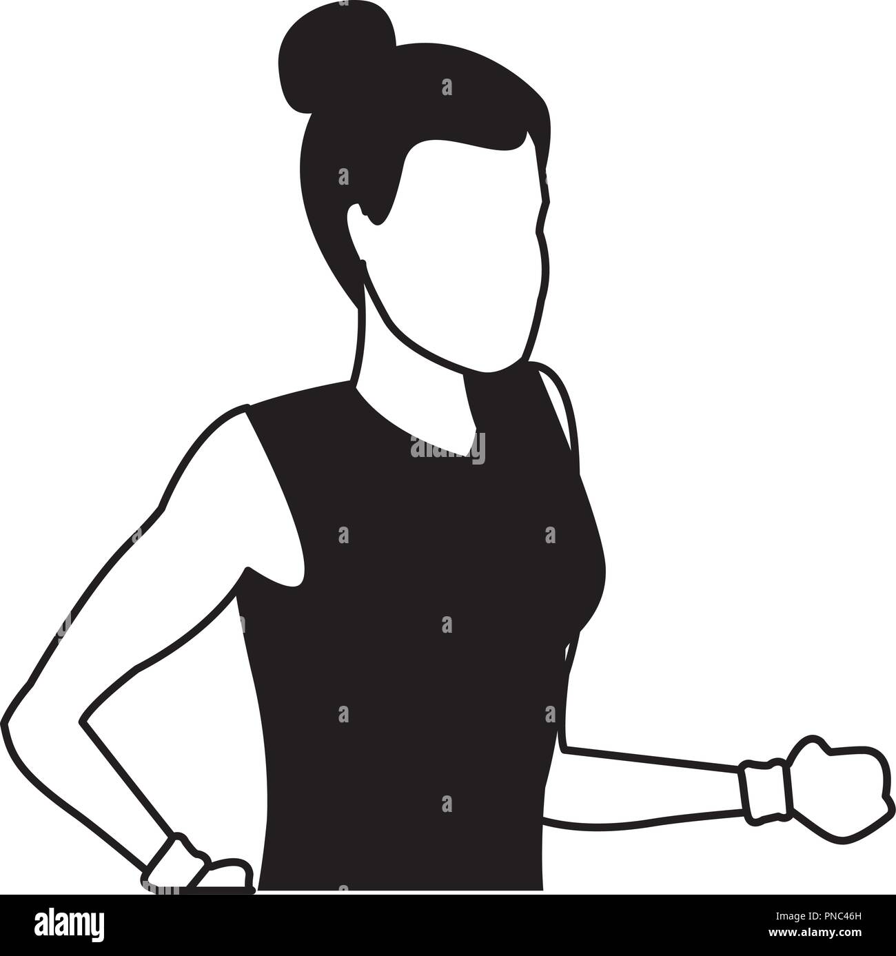 Fitness woman running isometric in black and white Stock Vector Image ...