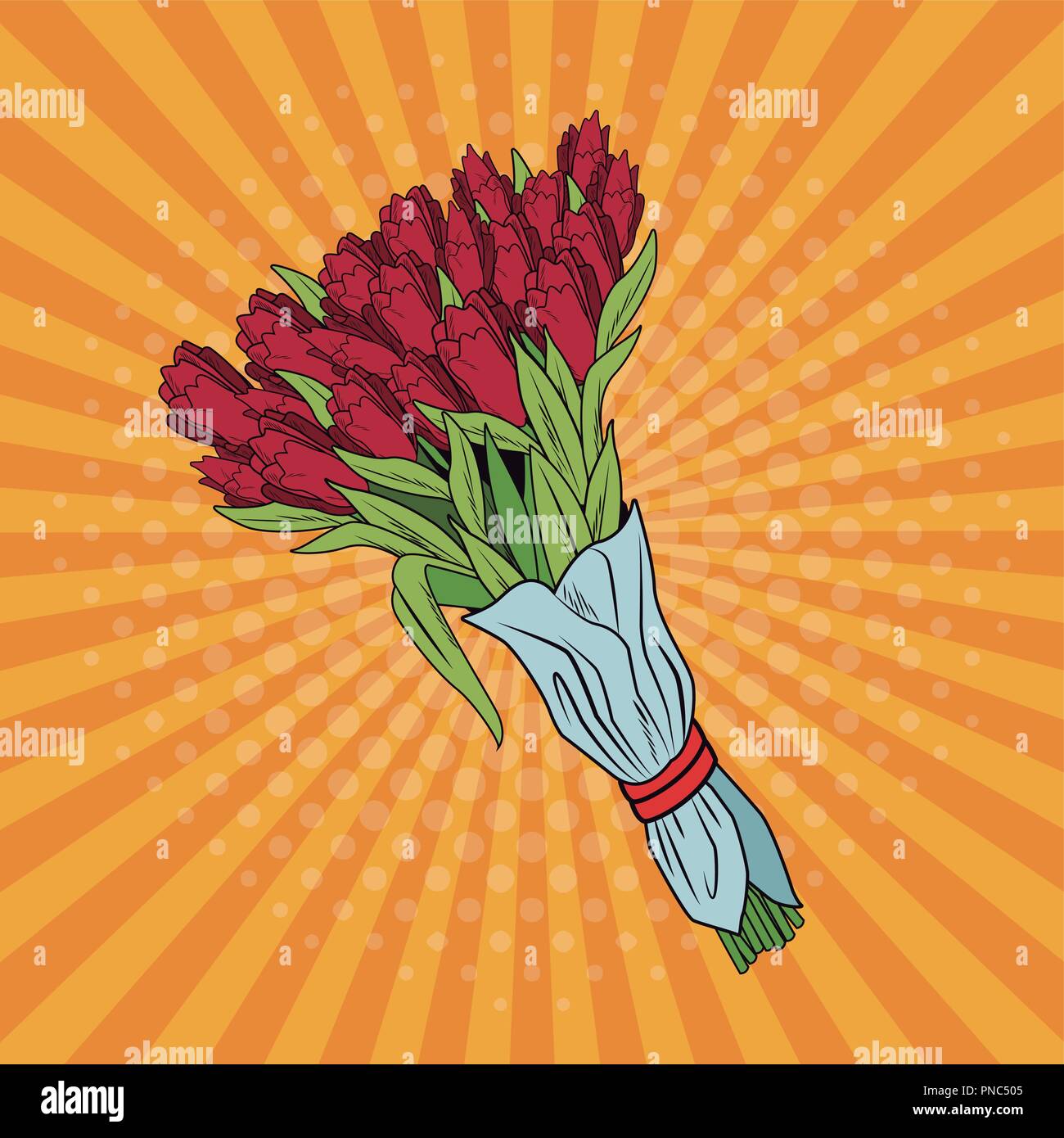 bouquet mothers day happy pop art vector ilustrtation icon Stock Vector ...
