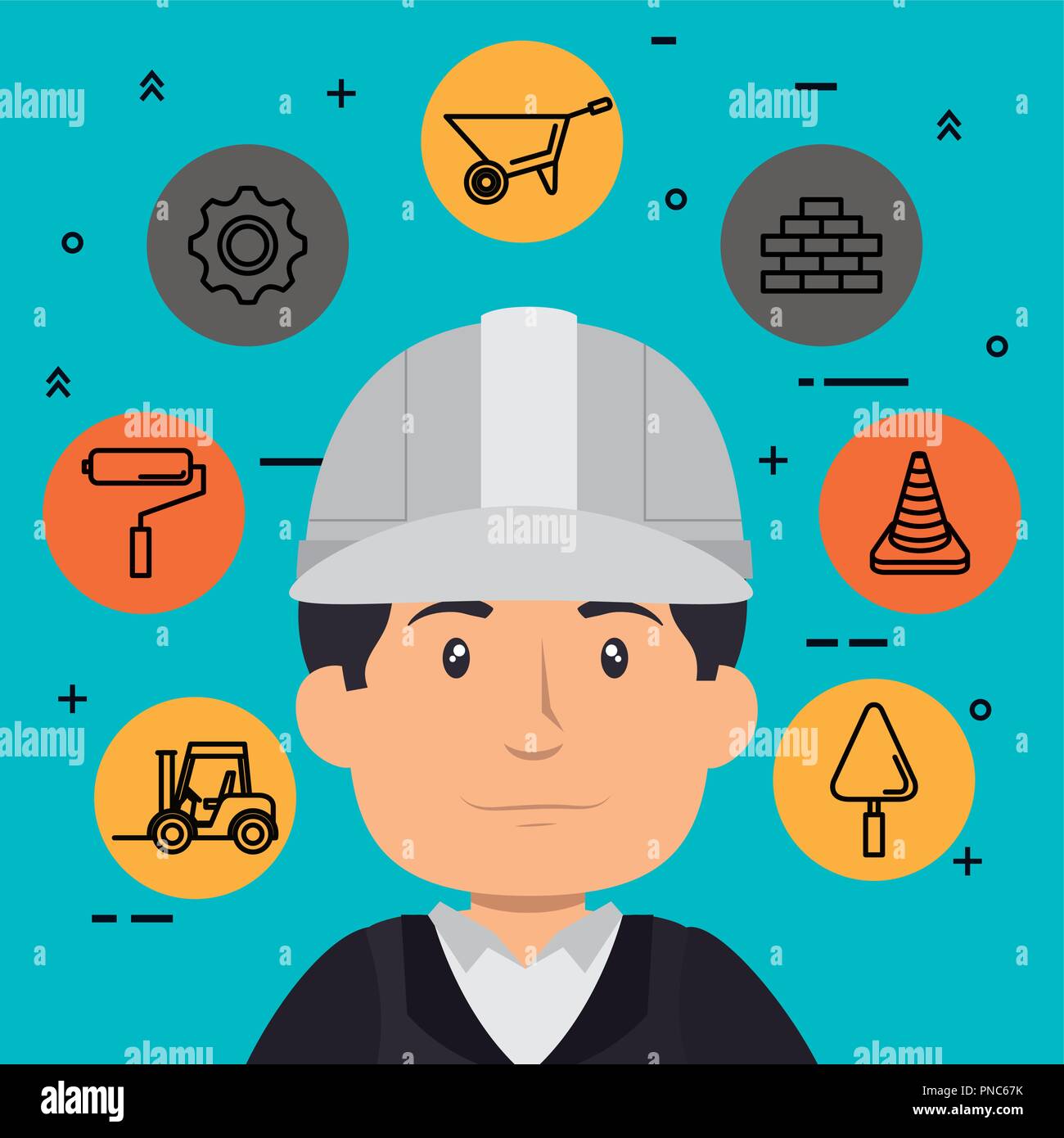 builder character with construction equipment Stock Vector Image & Art ...