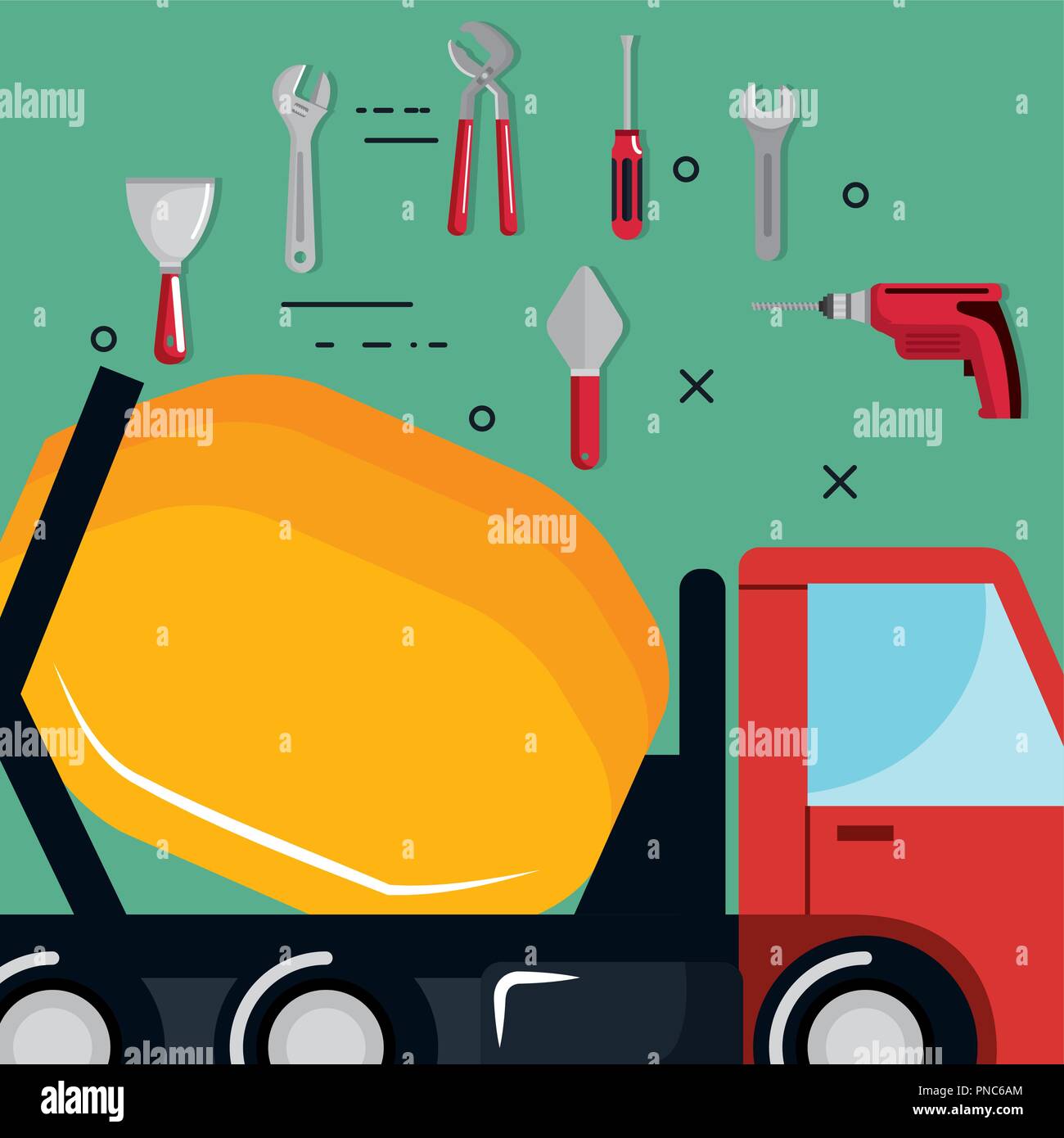 truck with under construction equipment Stock Vector Image & Art - Alamy