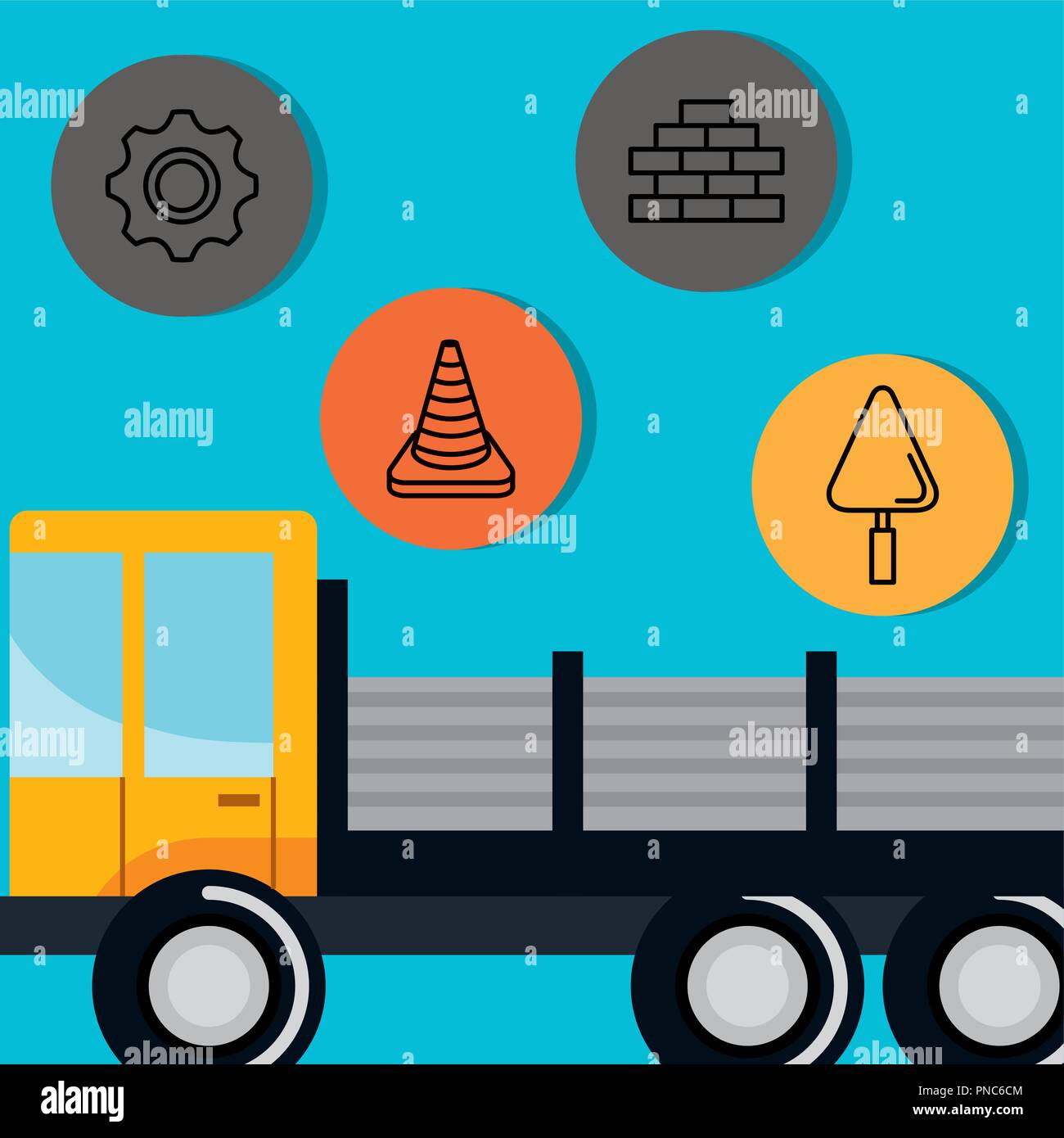truck with under construction equipment Stock Vector Image & Art - Alamy