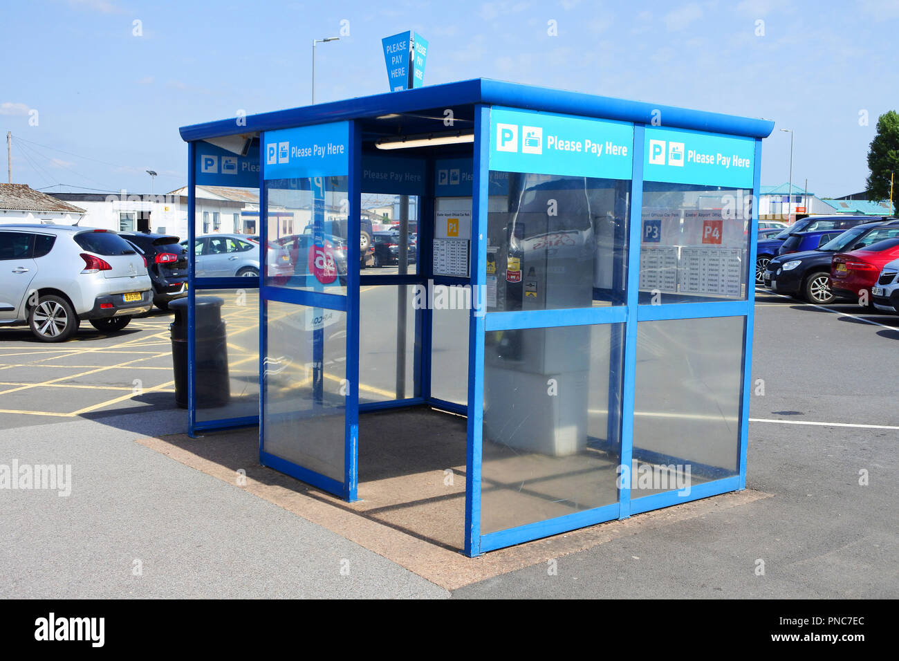 The short stay car park ticket kiosk at Exeter Airport, Devon, UK ...