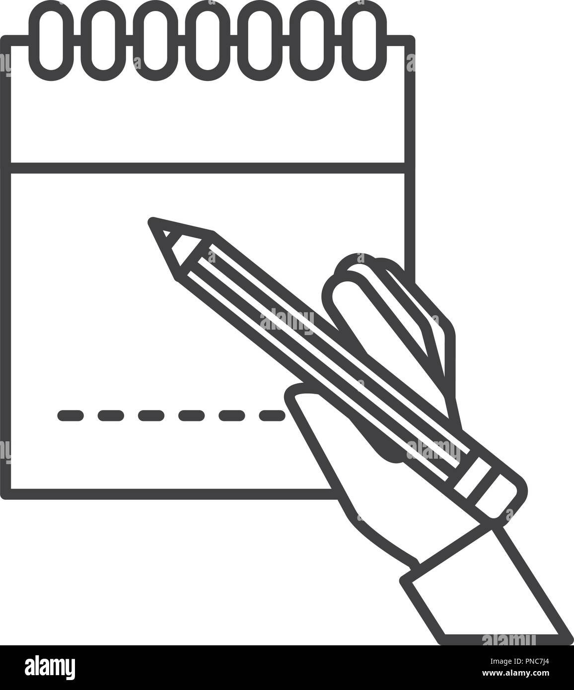 Hand holding note pad Stock Vector Images - Alamy