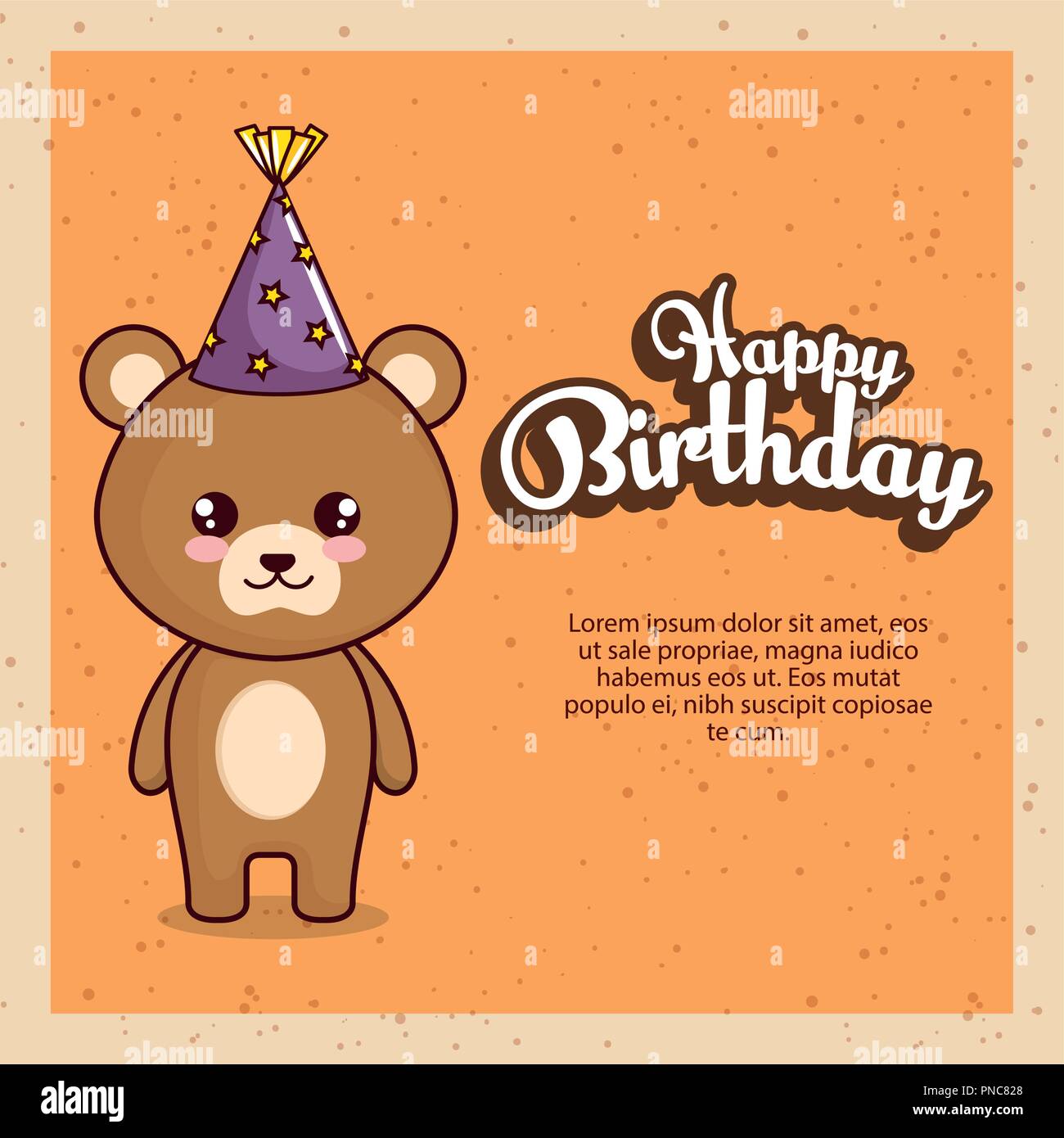 happy birthday card with cute bear Stock Vector Image & Art - Alamy