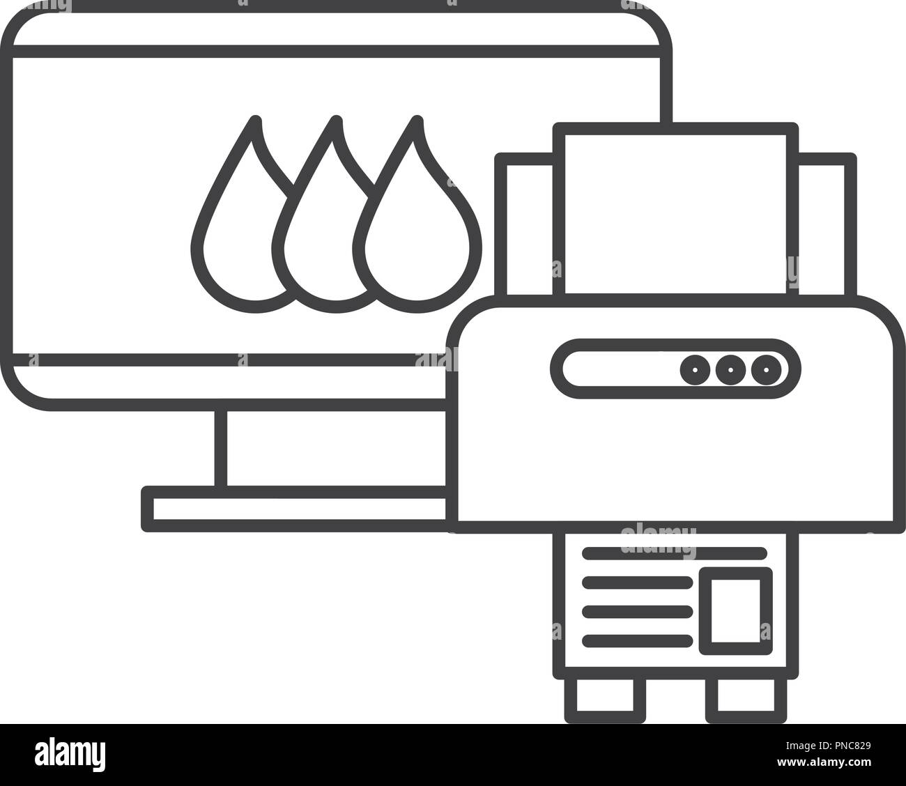 computer and printer devices graphic design tool Stock Vector Image ...