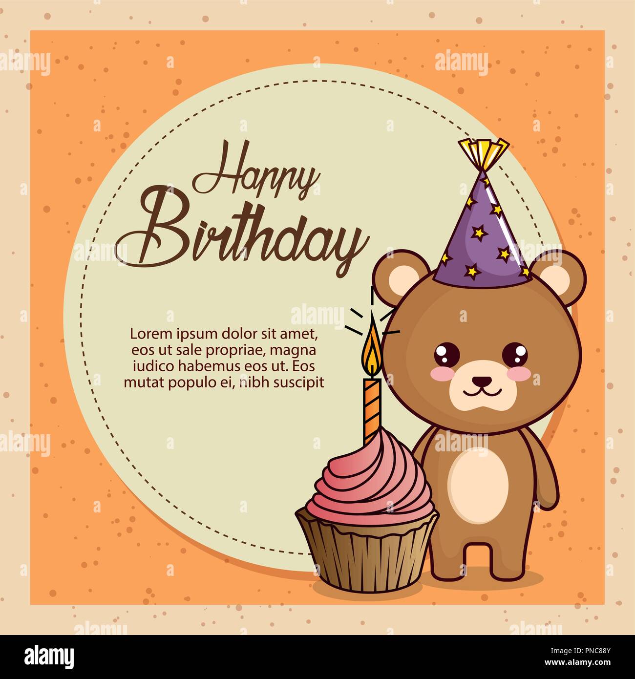 happy birthday card with cute bear Stock Vector Image & Art - Alamy