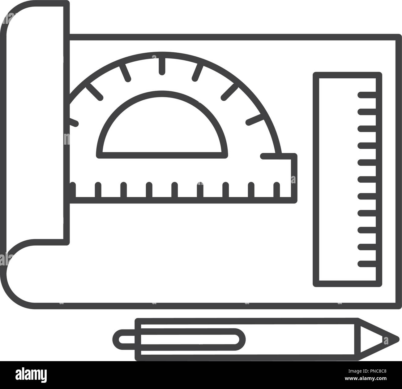 graphic design sheet protractor ruler and pen Stock Vector Image & Art ...