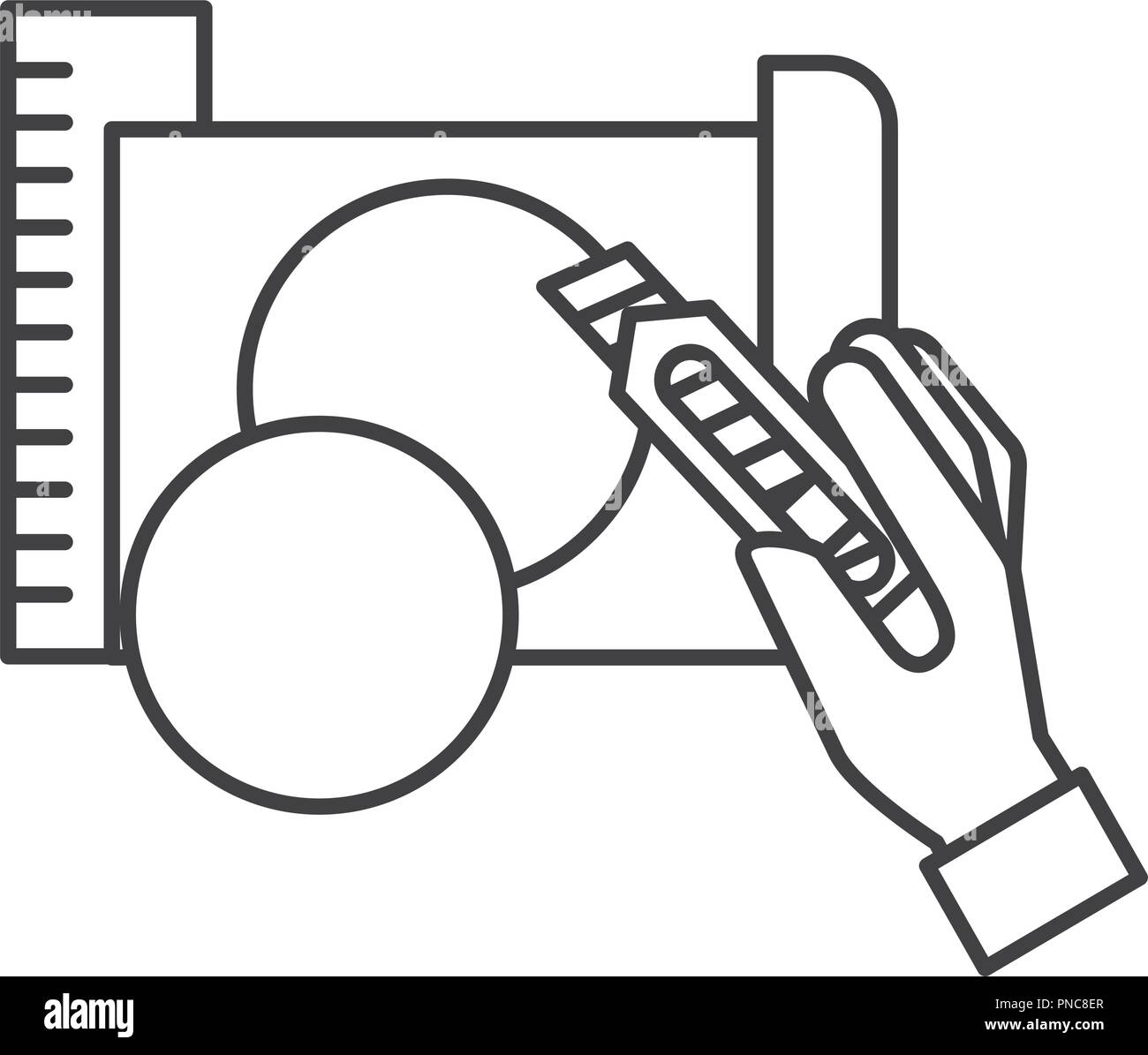 hand holding cutter making circle with paper Stock Vector Image & Art ...