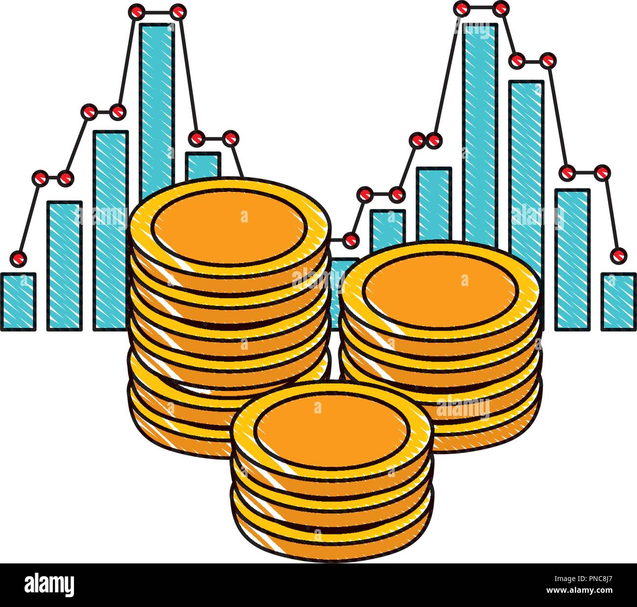 stacked coin money statistics chart business Stock Vector Image & Art ...